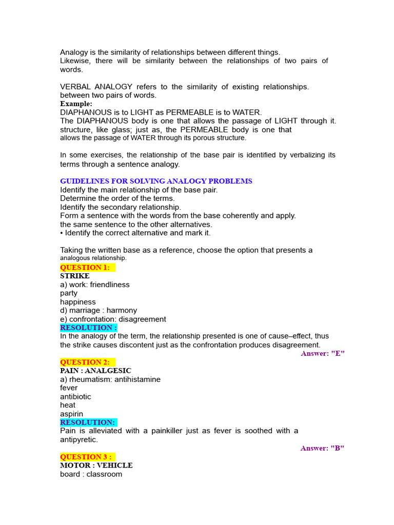 Rv-Solutionary Agricultural Admission Exam 2023 Verbal Analogies | PDF