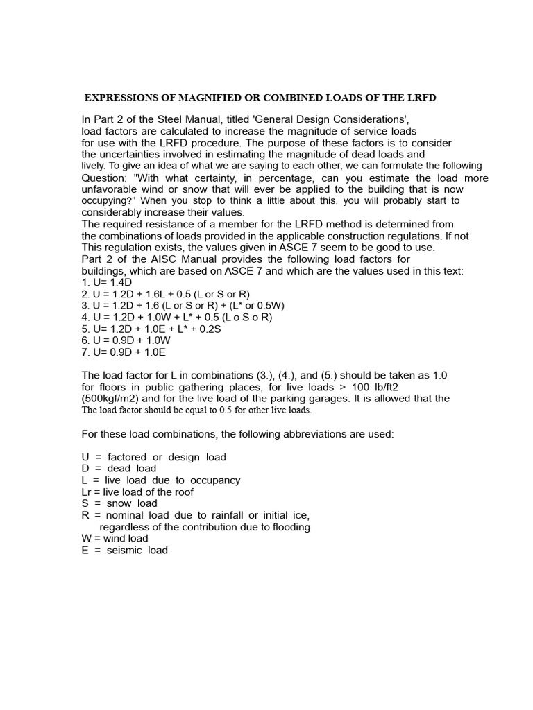 Load Combinations According To LRFD | PDF