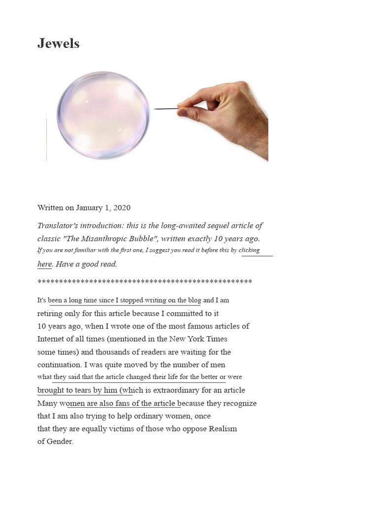 The Misandric Bubble 2 - Jewels | PDF | Feminism | Gender Studies
