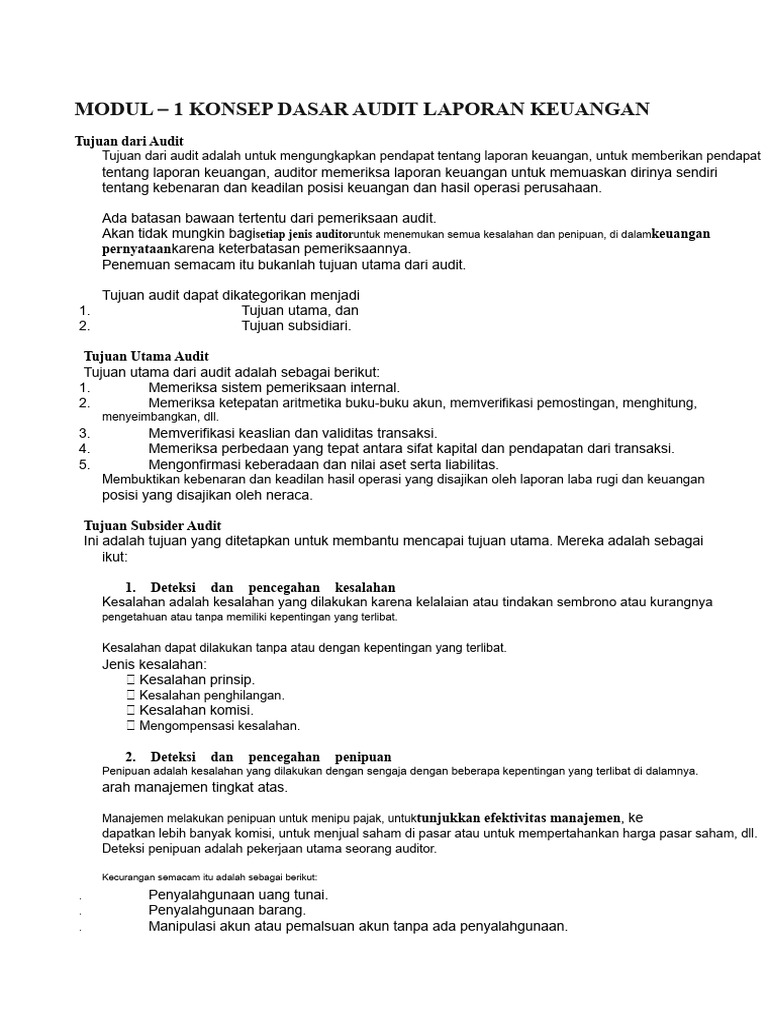 Dasar-Dasar Audit Laporan Keuangan | PDF
