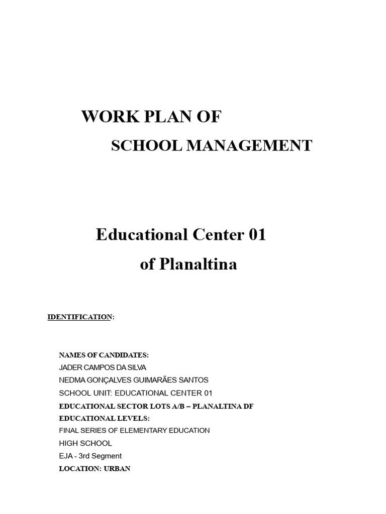 School Management Work Plan | PDF | Pedagogy | Knowledge