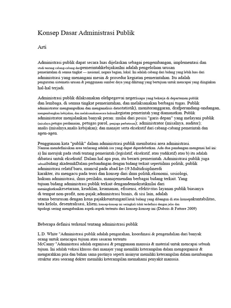 Konsep Dasar Administrasi Publik | PDF