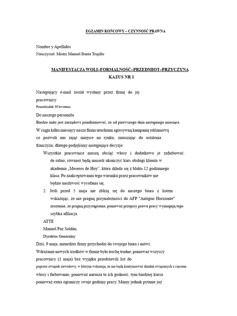 Egzamin Końcowy - Akt Prawny | PDF