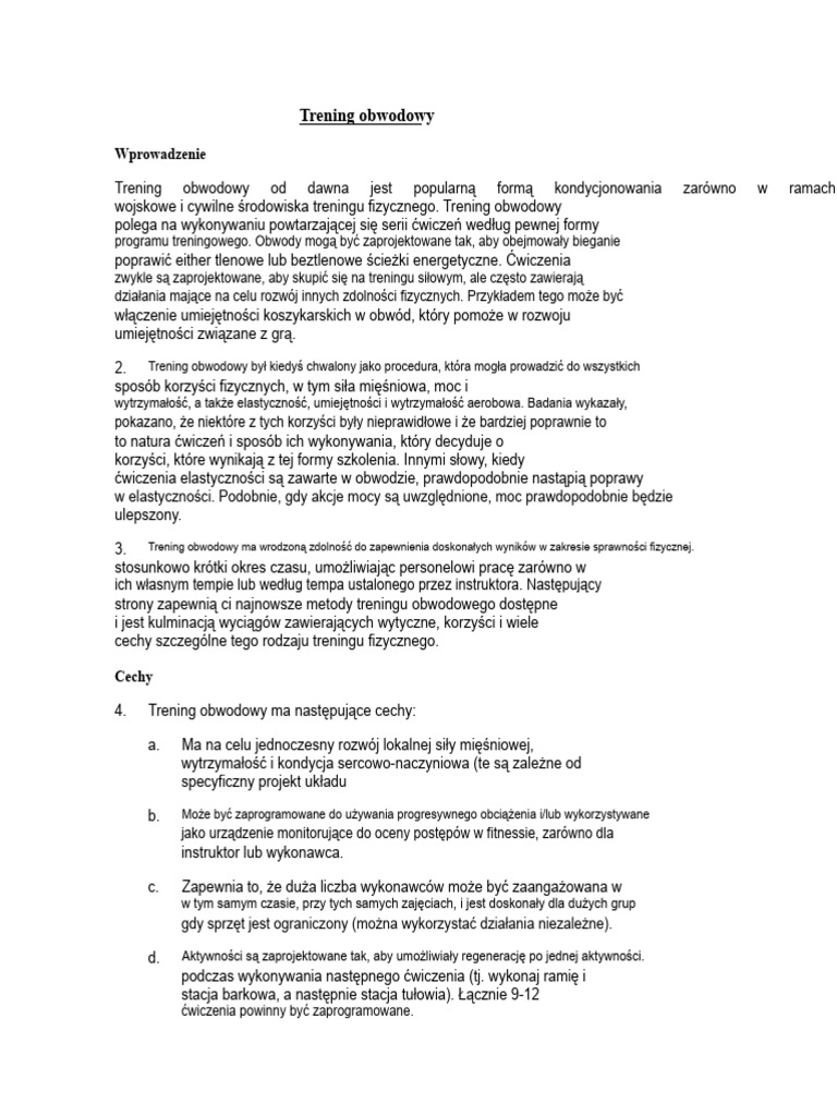 Trening Obwodowy | PDF