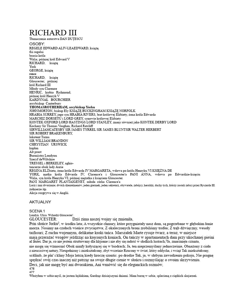 William Shakespeare - RICHARD III | PDF