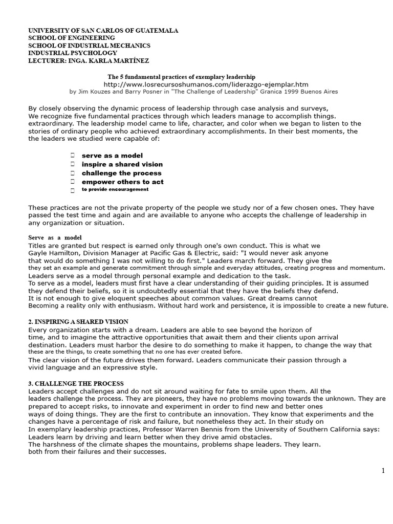 The 5 Fundamental Practices of Exemplary Leadership | PDF | Leadership