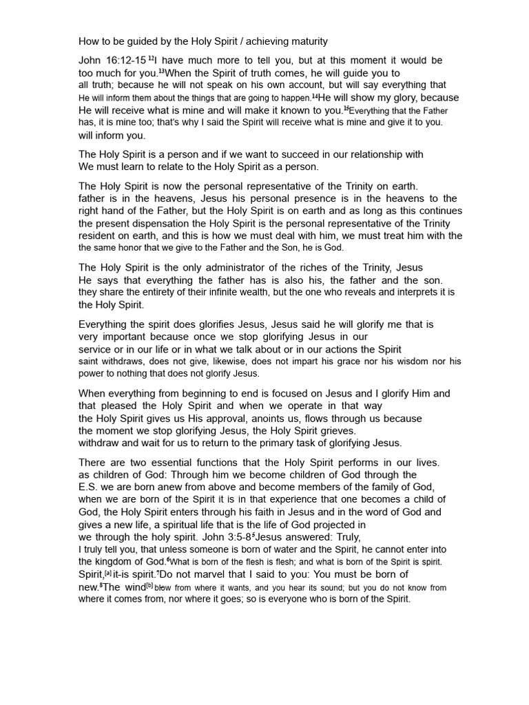 Summary of How To Be Guided by The Holy Spirit | PDF | God The Father ...