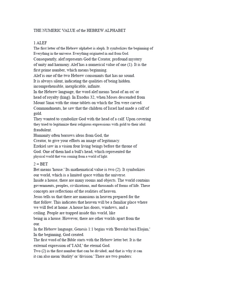 Numerical Values of Hebrew Letters | PDF | Serpents In The Bible | Jesus