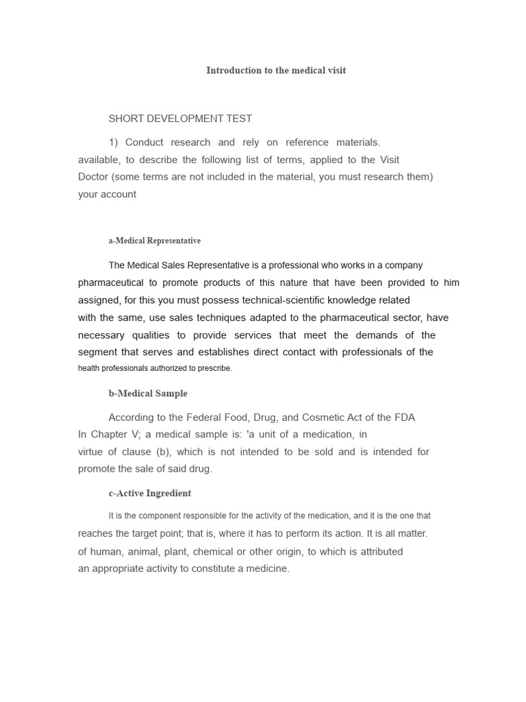 Introduction To The Medical Visit | PDF | Medicinal Chemistry | Pharmacy