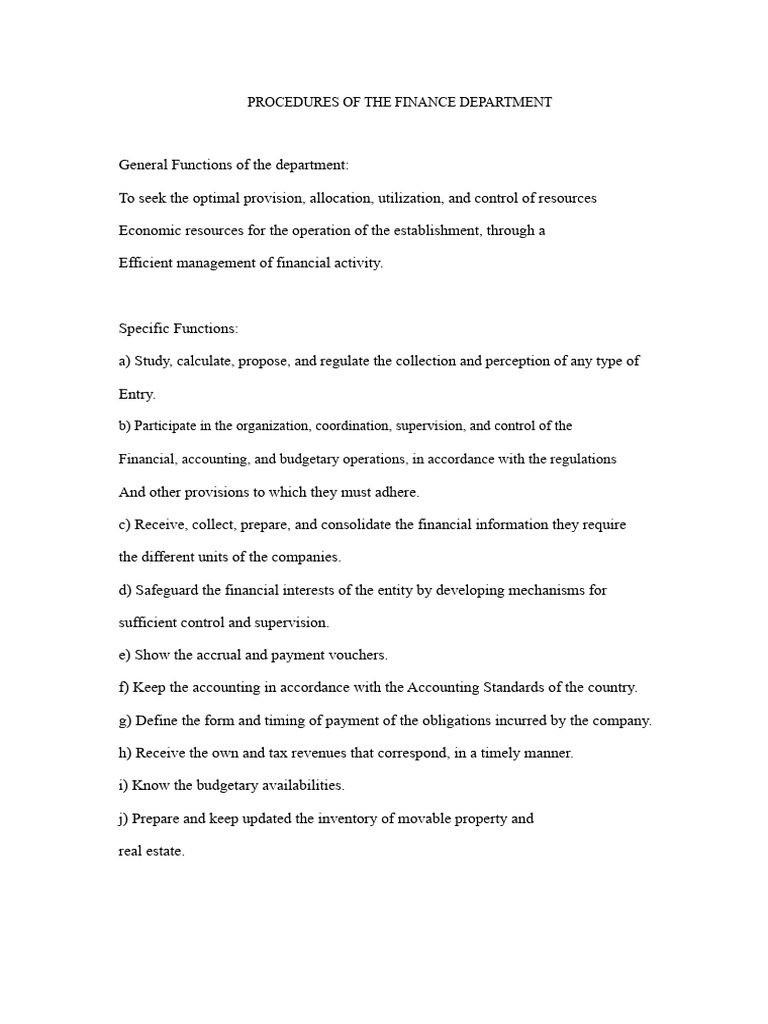 Finance Department Procedures | PDF | Receipt | Accounting