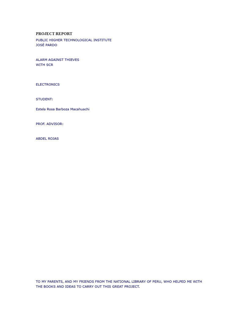 Report On The Burglar Alarm Project | PDF | Rectifier | Electrical Components