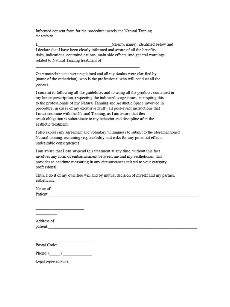 Natural Tanning Consent Form | PDF