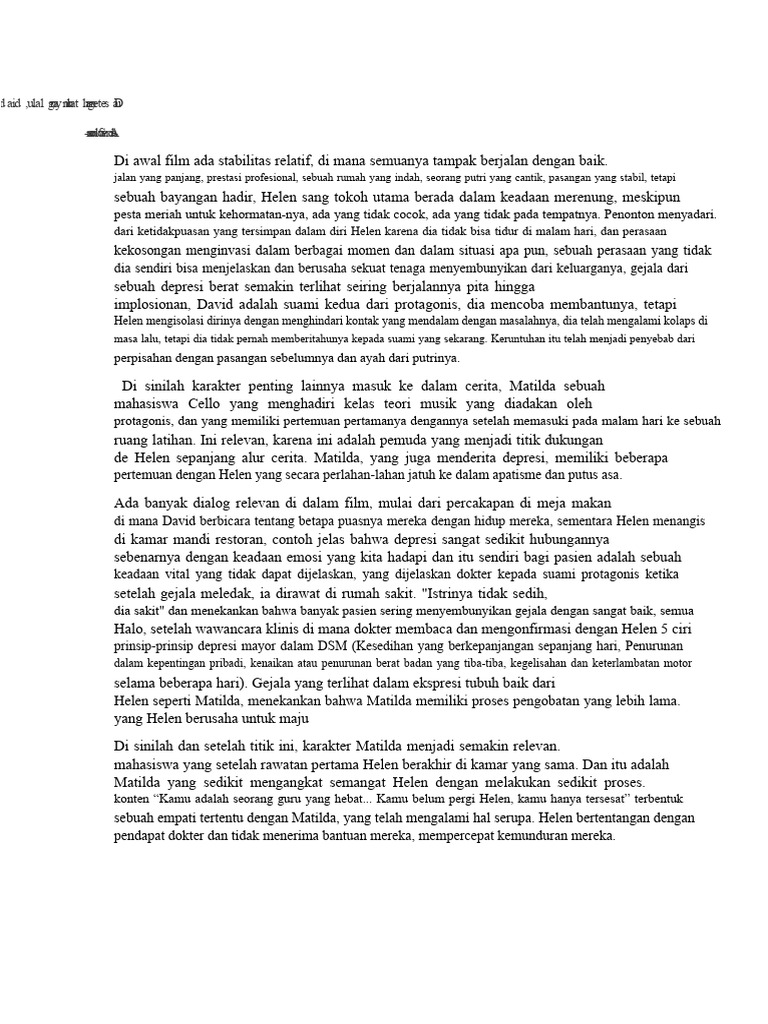 Helen, Esai Deskriptif Tentang Depresi | PDF