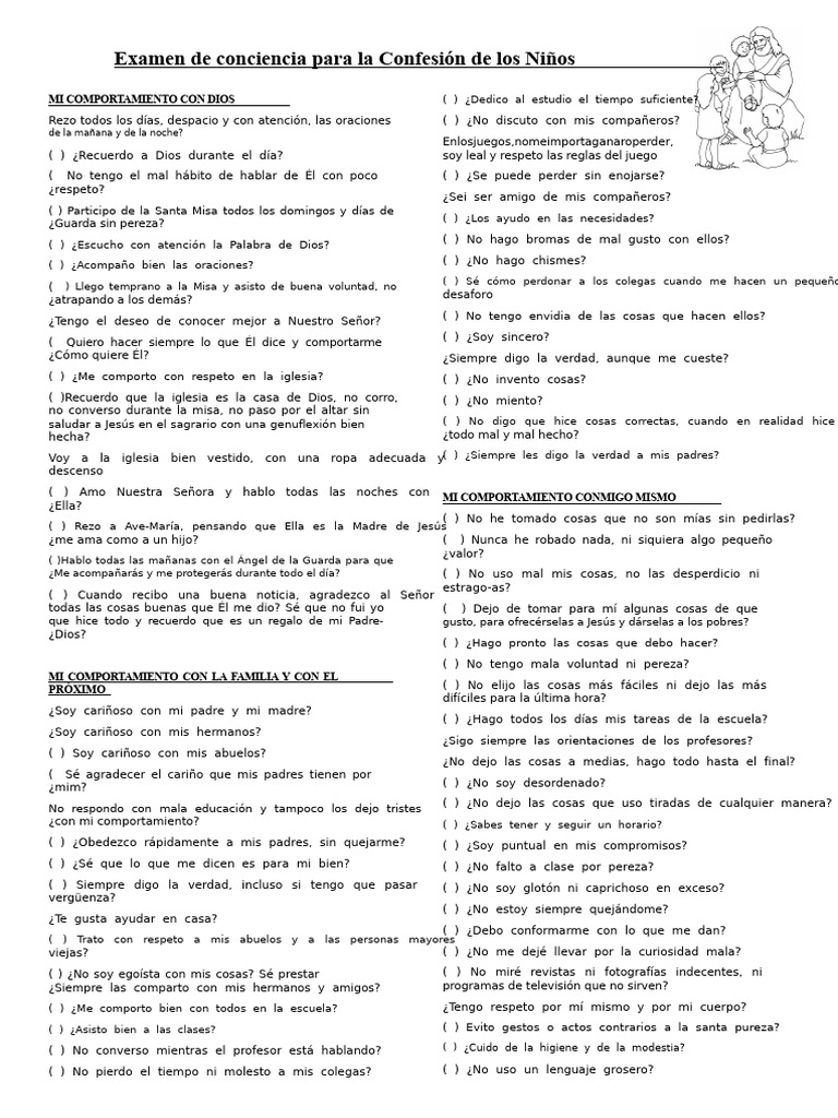 Examen de Conciencia para Niños | PDF | Oración