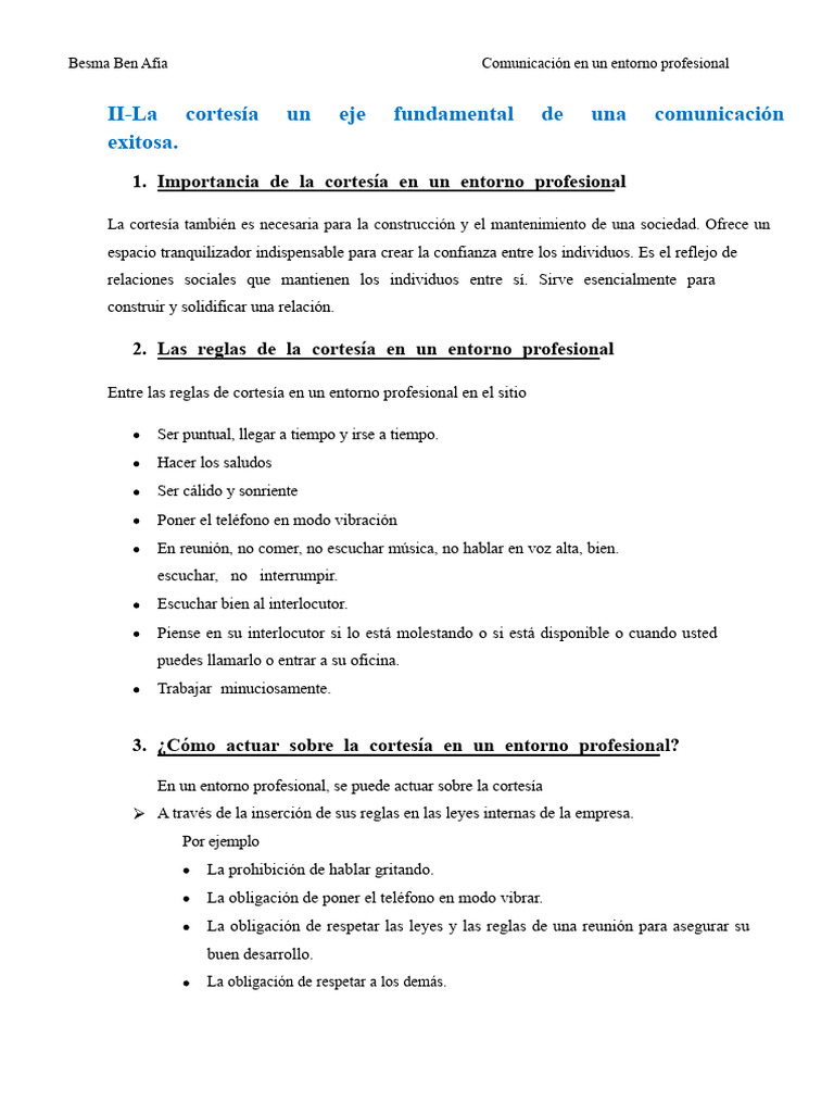 Cortesía en la Comunicación Profesional | PDF