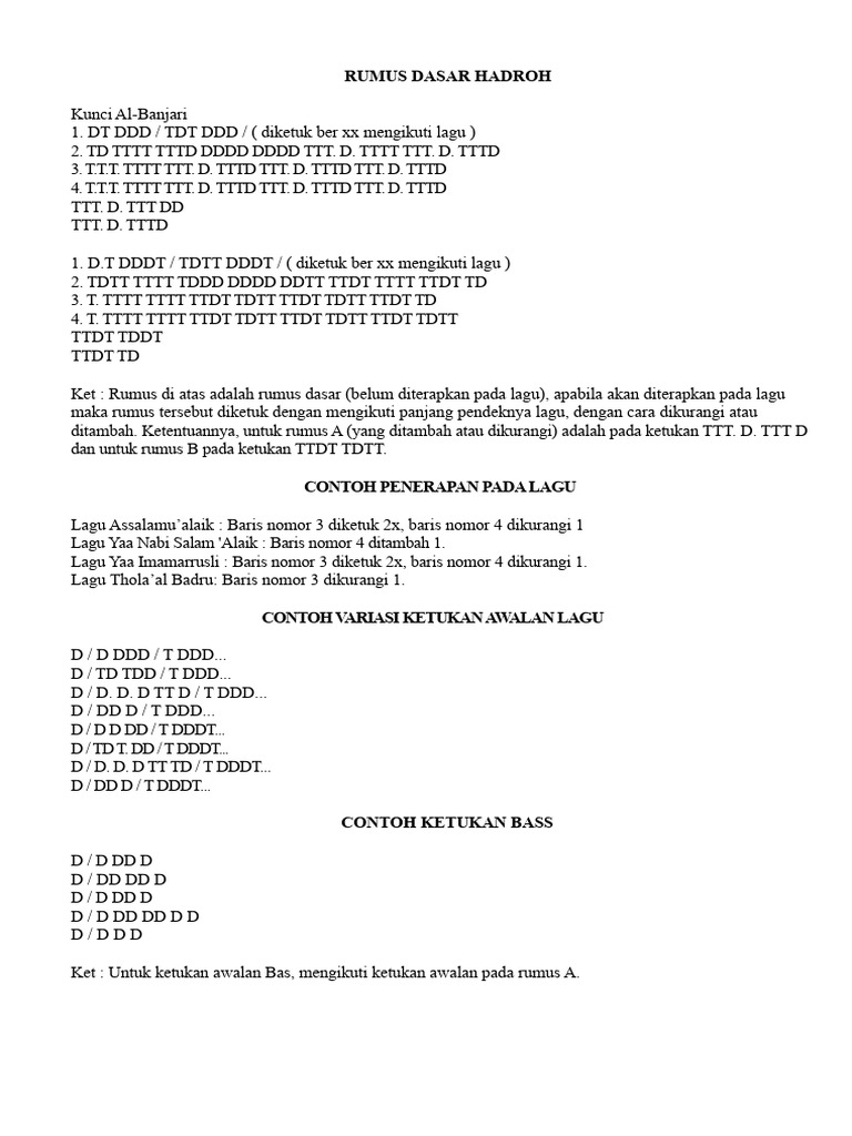 Rumus Dasar Hadroh | PDF