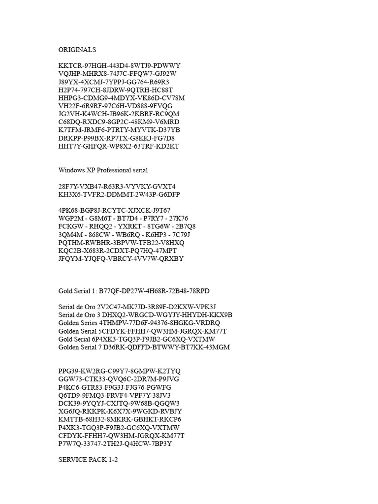 Windows XP Professional Serial | PDF | Microsoft Windows | Software