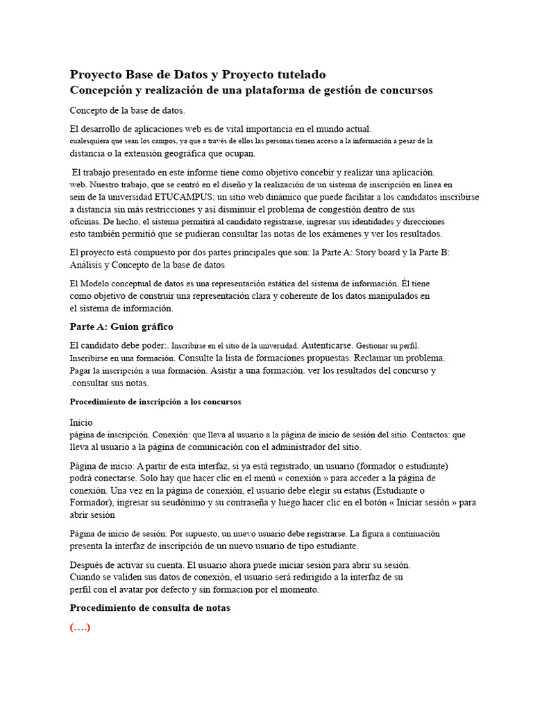 Informe Proyecto Base de Datos y Proyecto Tutorizado | PDF | Bases de datos | Usuario (informática)