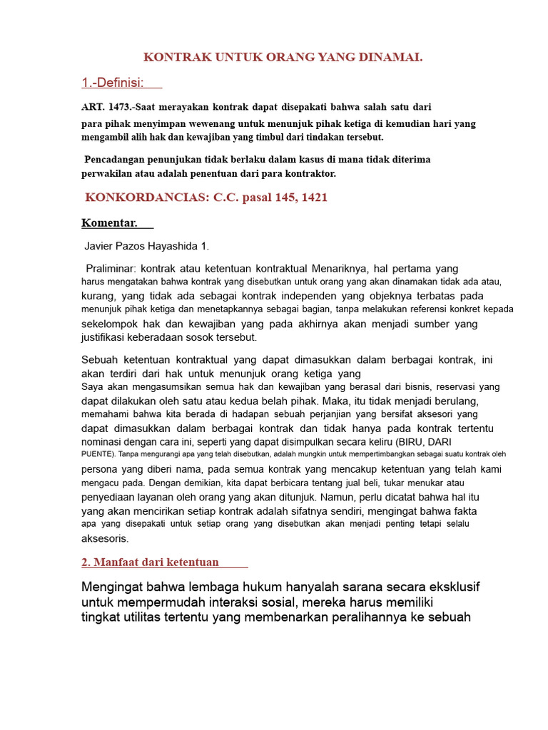 KONTRAK UNTUK NAMA ORANG (CORRO) | PDF