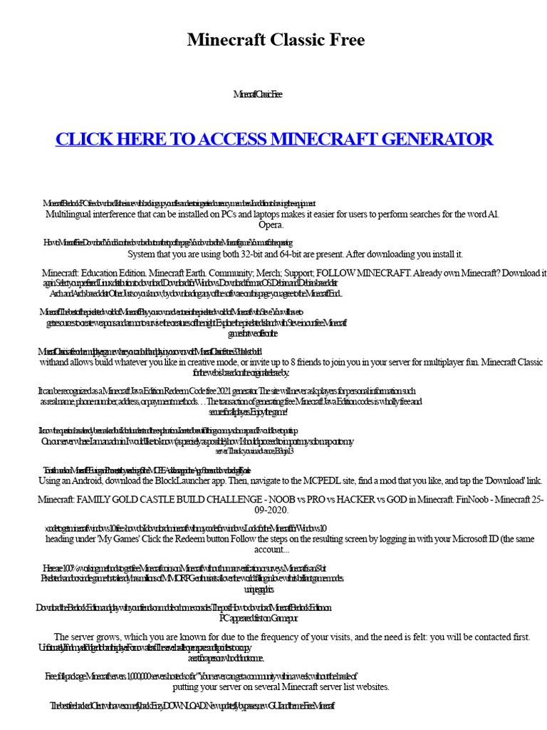 Minecraft Classic Free GM479516143 | PDF | Minecraft | System Software