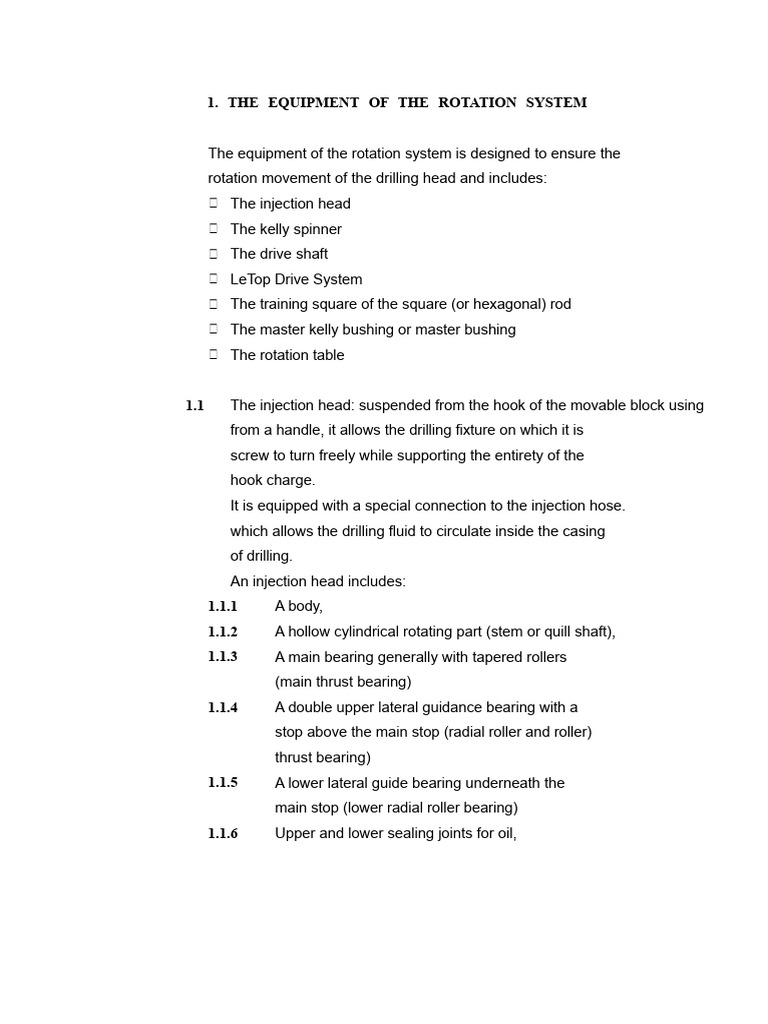 Rotation System Equipment Overview | PDF | Valve | Gear