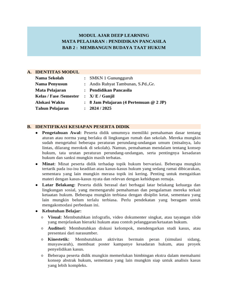 Modul Bab 2 Membangun Budaya Taat Hukum | PDF