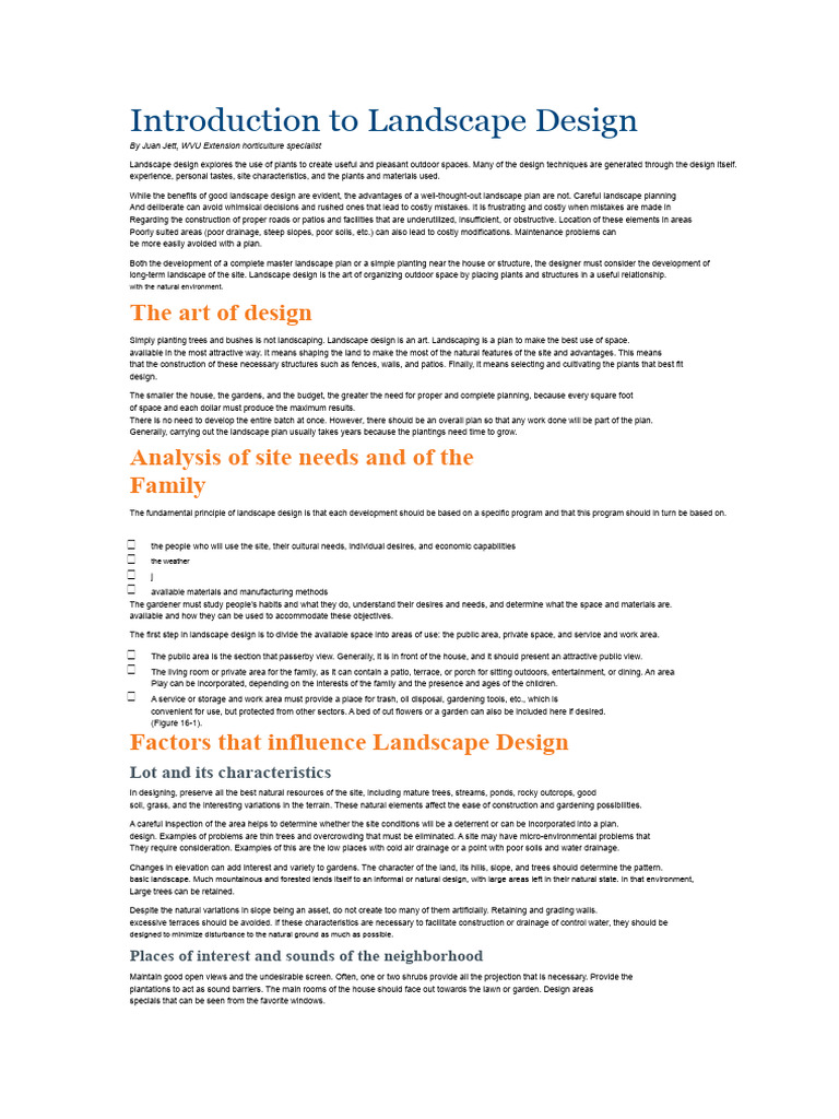 Introduction To Landscape Design | PDF | Gardens | Landscape