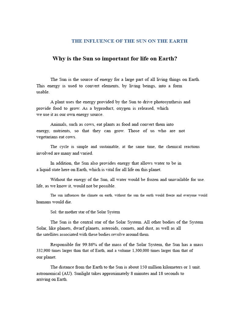 The Sun's Vital Role in Earth's Life | PDF | Milky Way | Sun