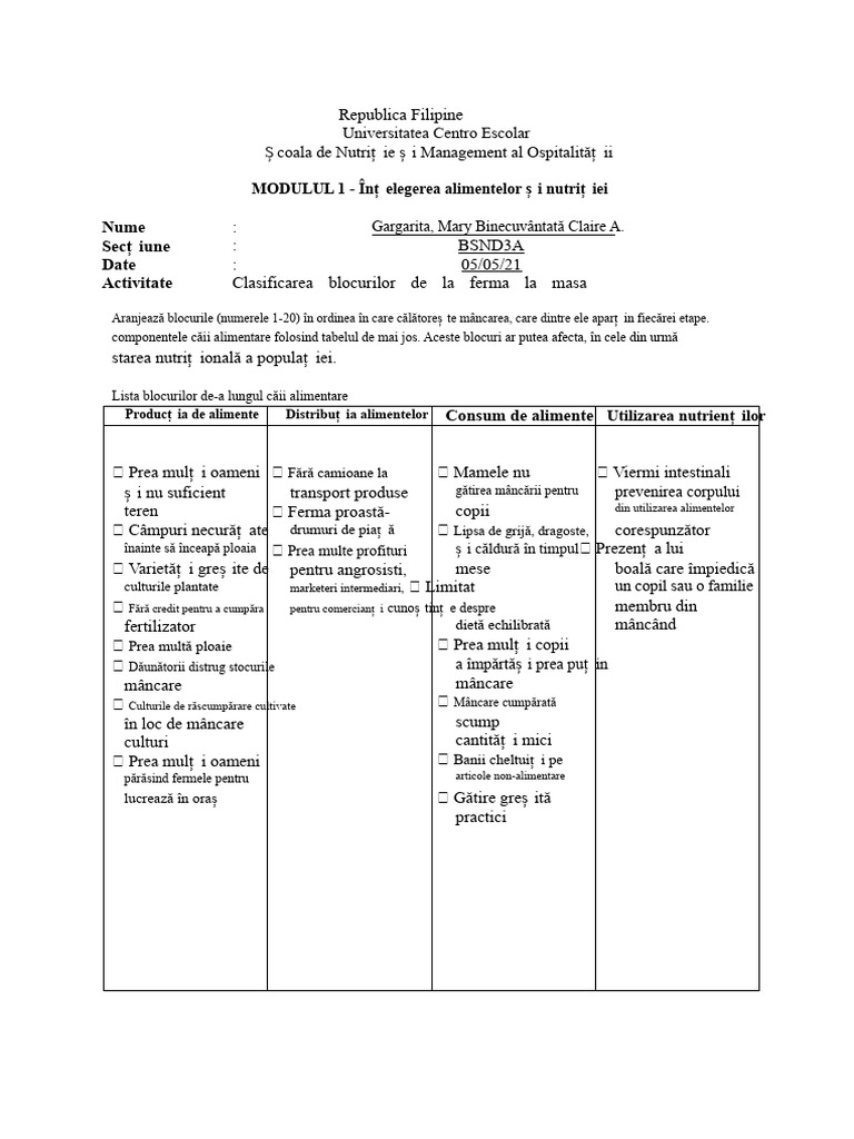 Modul 1 Quiz Scurt - Clasificarea Blocurilor | PDF
