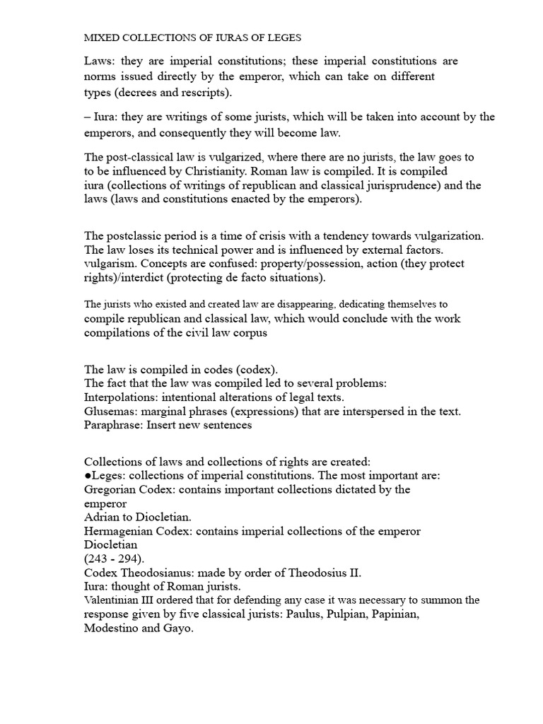 Mixed Collections of Laws of Iuras | PDF | Late Antiquity