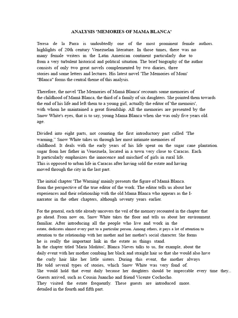 analysis of Mama Blanca's memories | PDF