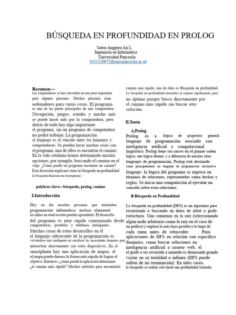 Búsqueda en Profundidad en Prolog | PDF | Programa de computadora | Programación