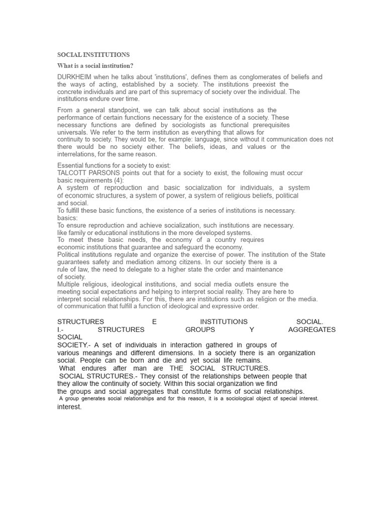 Understanding Social Institutions | PDF | Institution | Society