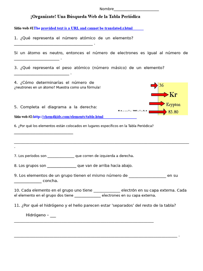Organizar Una Búsqueda en La Web Sobre La Tabla Periódica | PDF | Tabla ...
