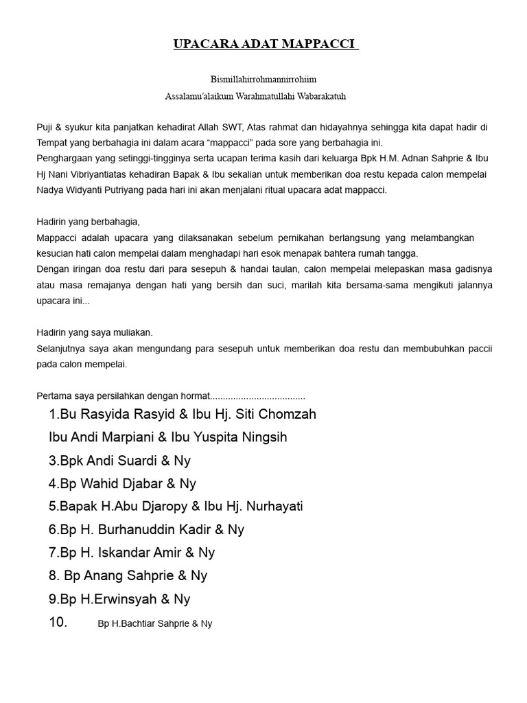Teks MC Pengajian & Upacara Adat Mappacci | PDF