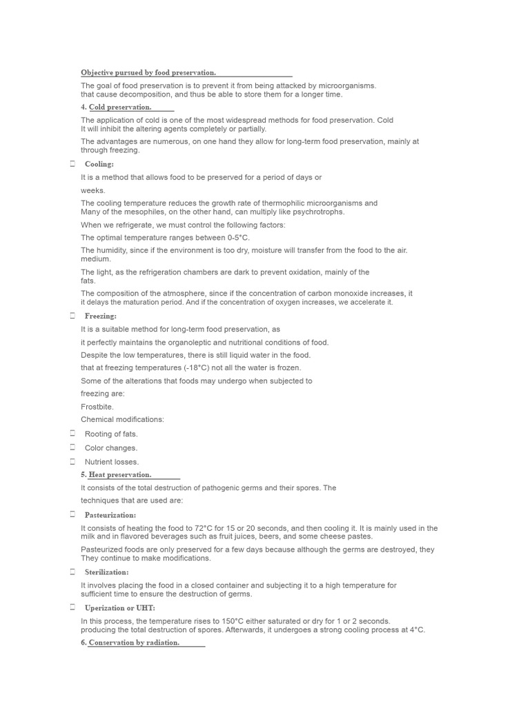 Objective pursued by food preservation | PDF | Food Preservation | Canning