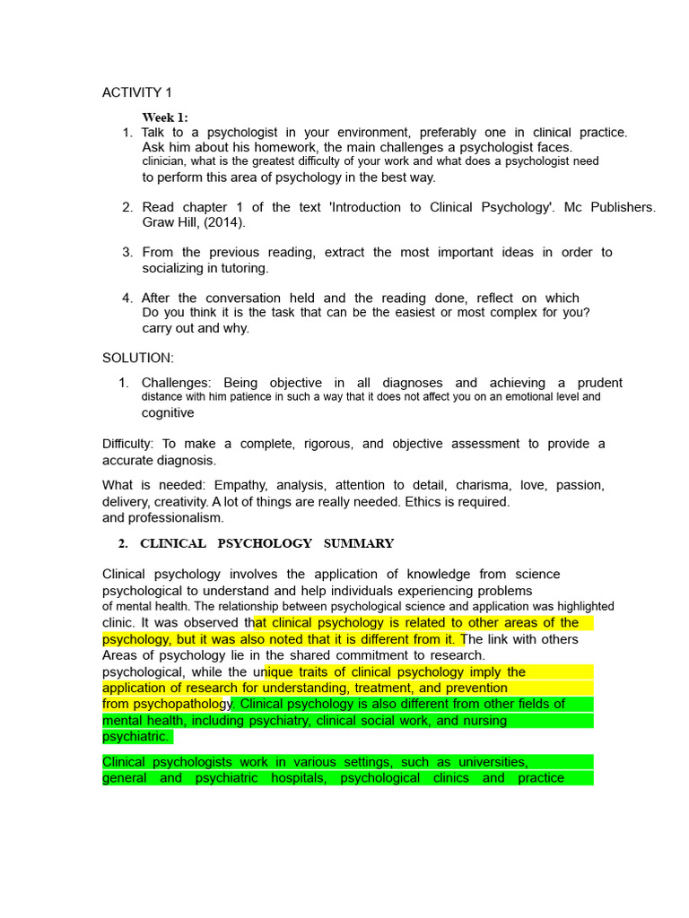 Understanding Clinical Psychology Challenges | PDF | Clinical ...