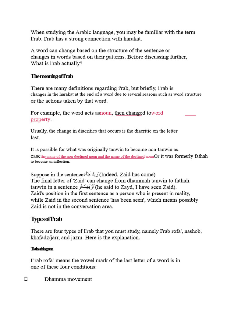 I'Rab Nashab, Jar, Rofa' and Jazm 12 3.5 | PDF | Grammatical Gender ...