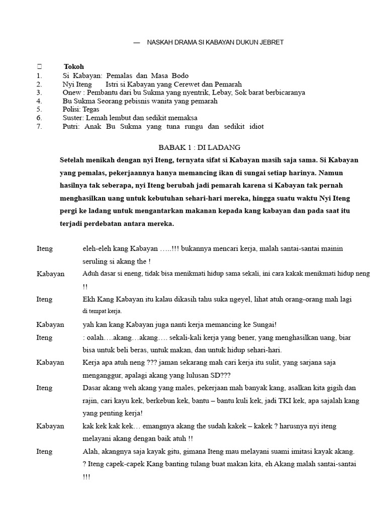 Naskah Drama Si Kabayan Dukun Jebret | PDF