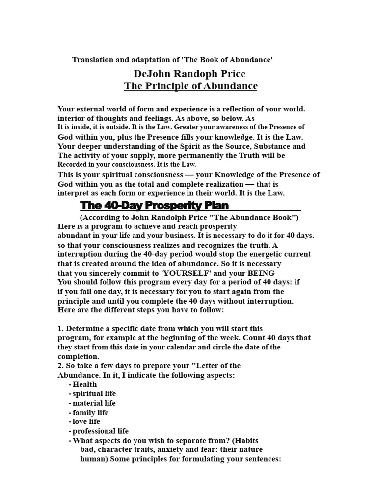 John Randolph Price's Prosperity Plan | PDF | Divinity | Consciousness