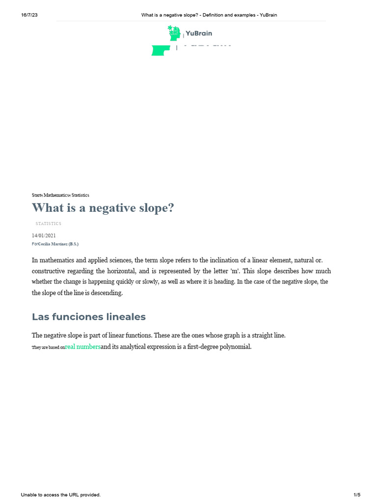 What is a negative slope? - Definition and examples - YuBrain | PDF ...