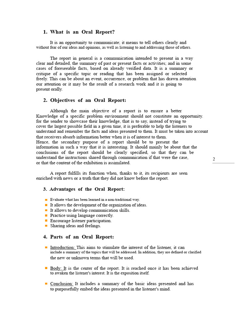 Understanding Oral Reports | PDF | Information | Public Speaking
