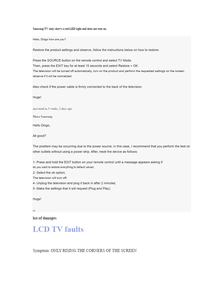 Samsung TV Defects and Others | PDF | Liquid Crystal Display | Power Supply