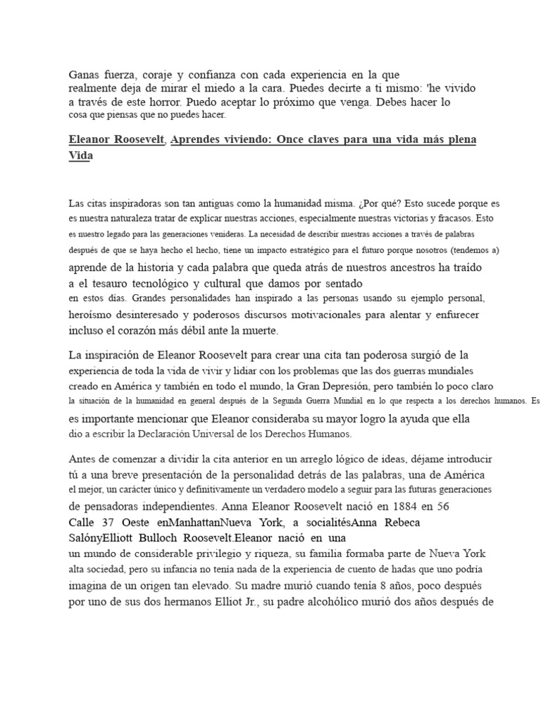 Supera el miedo y encuentra tu fuerza | PDF | Eleanor Roosevelt ...