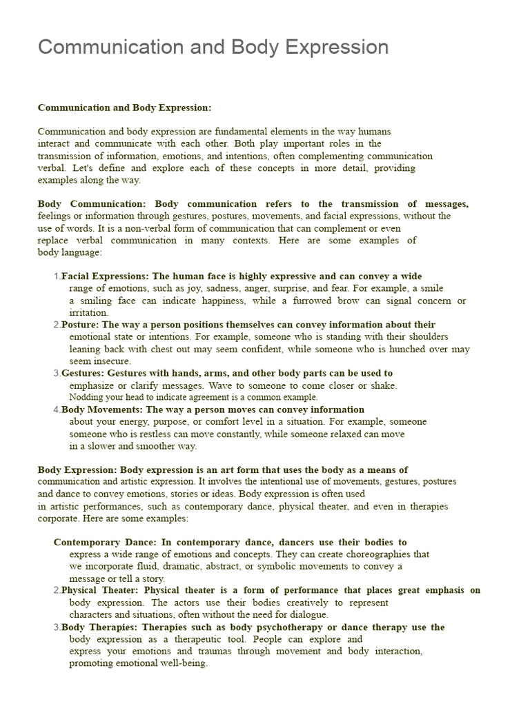 Body Language and Body Expression | PDF | Body Language | Communication