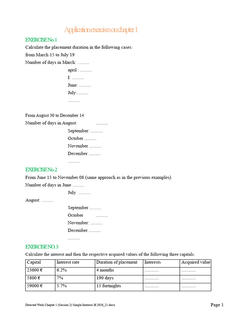 FIN200C Tutorials Chapter 1 Session 2 Simple Interests H 2020 | PDF ...