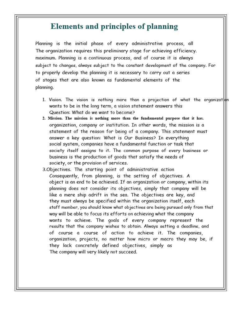 Key Elements of Effective Planning | PDF | Policy | Planning