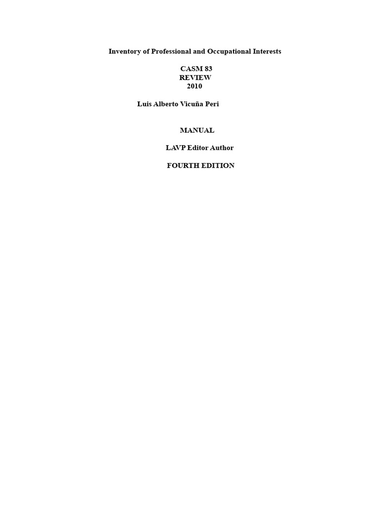 CASM Vocational Interest Manual | PDF | Motivation | Motivational