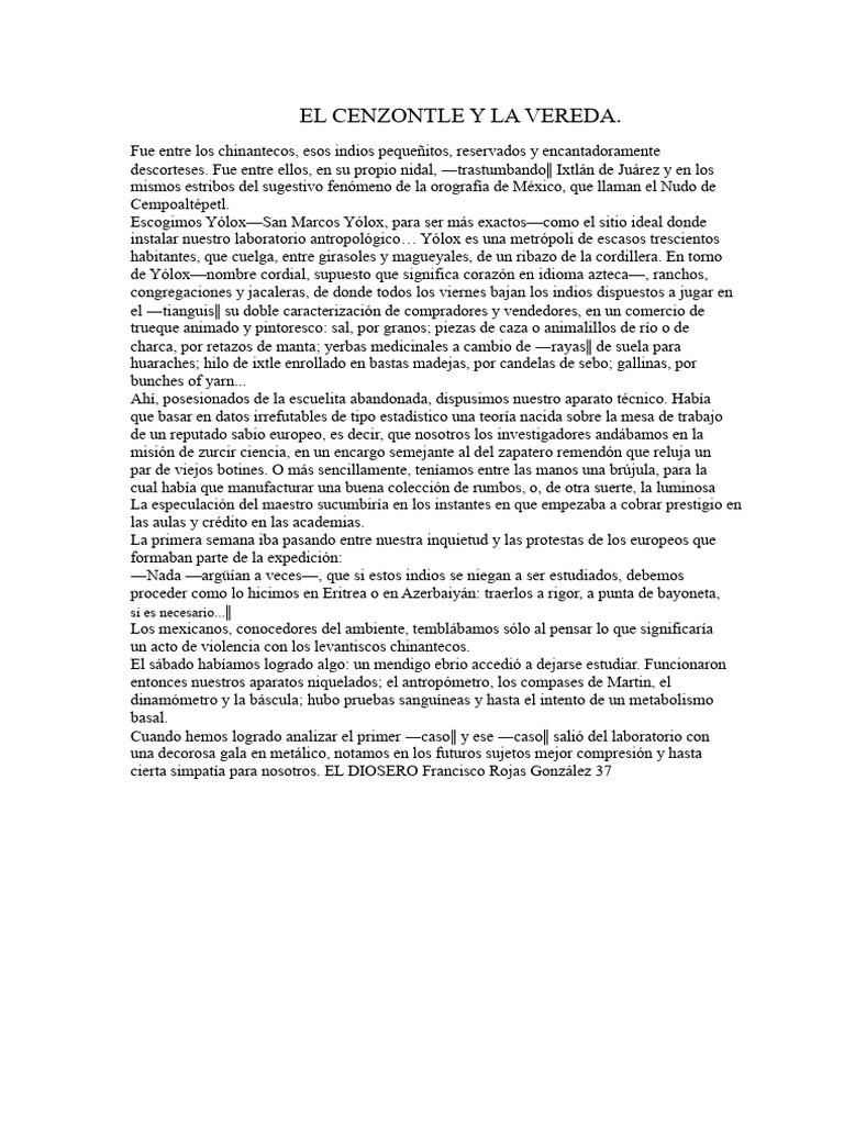 El Cenzontle y La Vereda | PDF