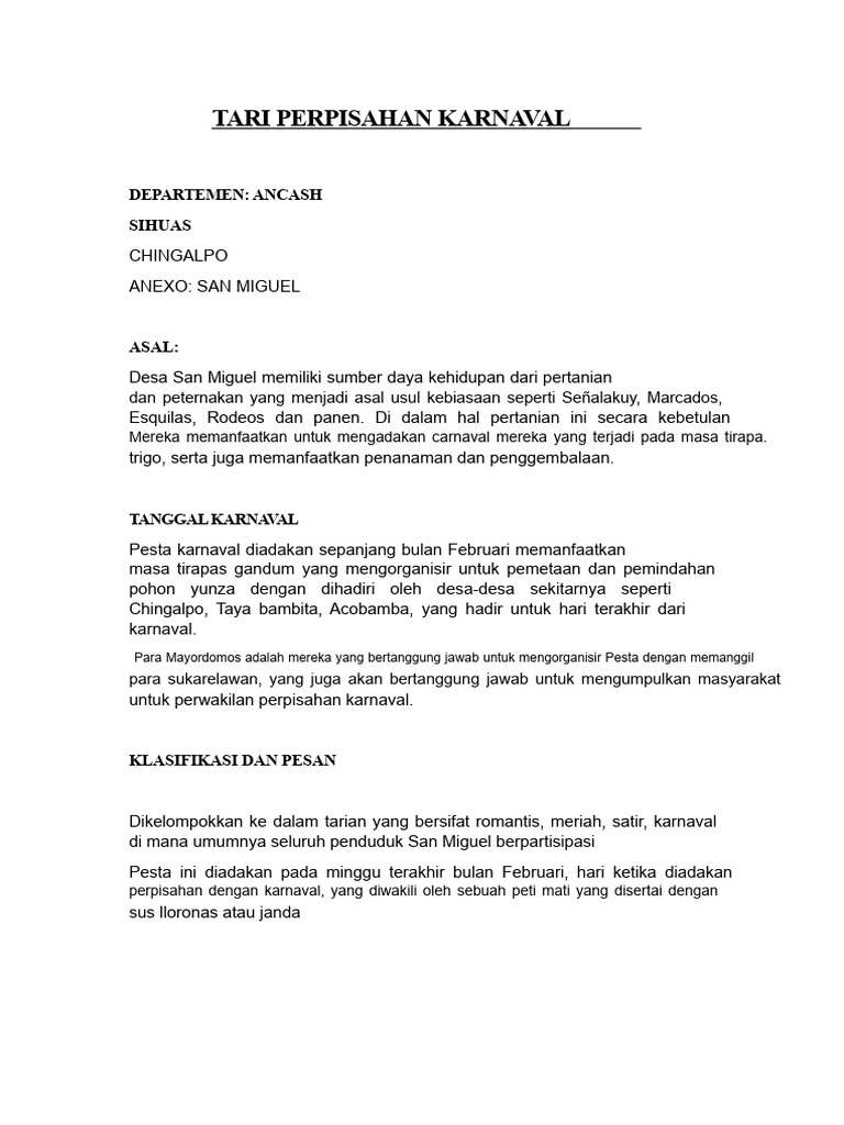 Tari Perpisahan Karnaval | PDF